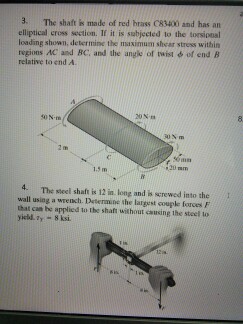 Solved 3. The shaft made of red hrass C83N00 and has an | Chegg.com