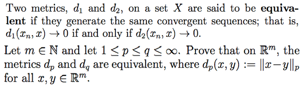 Solved Two metrics, d1 and d2, on a set X are said to | Chegg.com