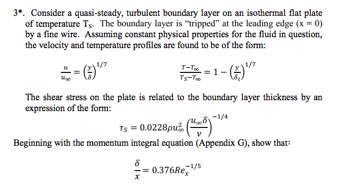 3 Consider A Quasi Steady Turbulent Boundary Layer