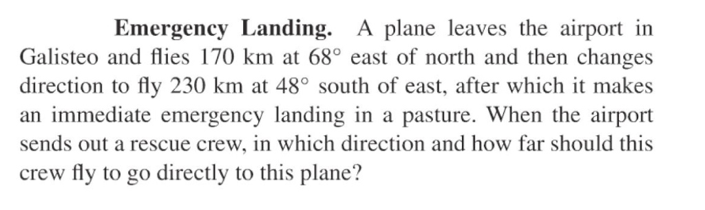 Solved Emergency Landing. A plane leaves the airport in | Chegg.com