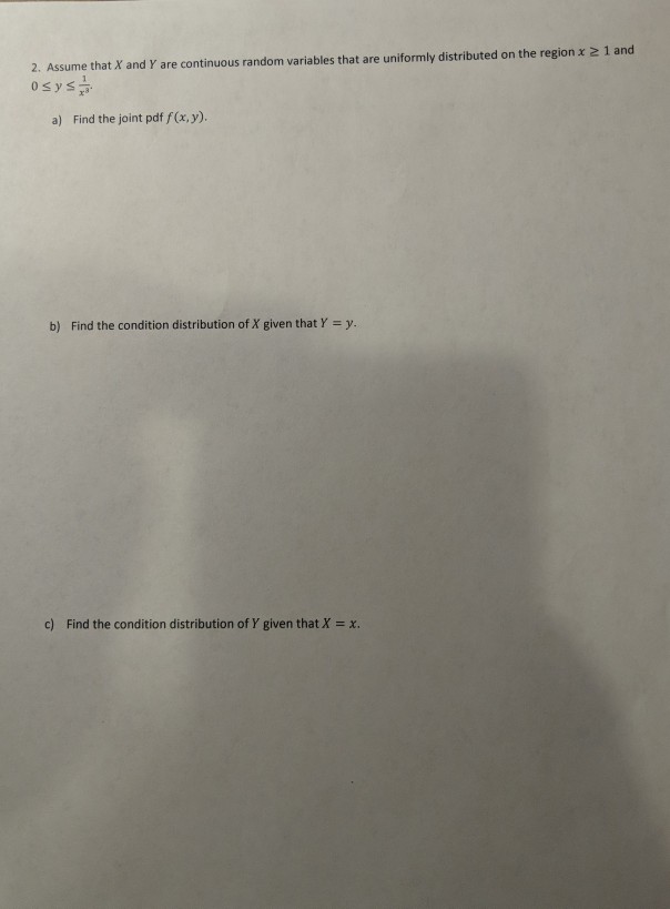 Solved 2. Assume that X and Y are continuous random | Chegg.com