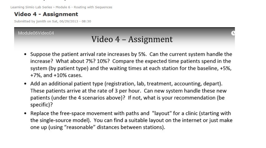 Learning Simio Lab Series > Module 6-Routing with | Chegg.com