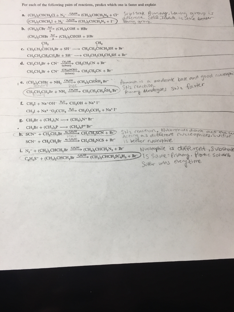 Solved For each of the following pairs of reactions, predict | Chegg.com