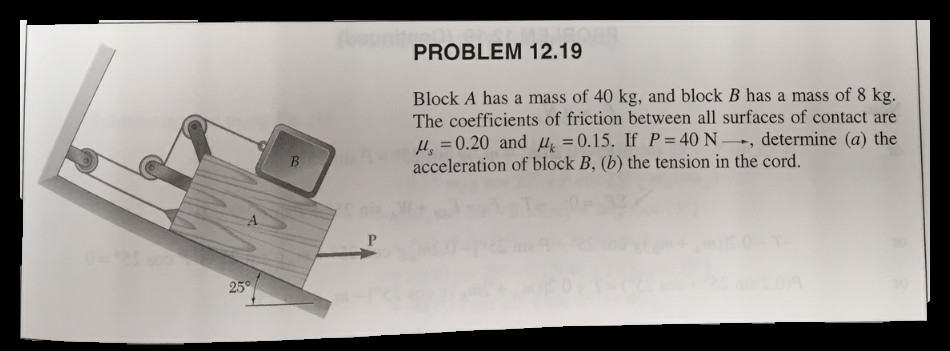 Solved PROBLEM 12.19 Block A has a mass of 40 kg, and block | Chegg.com