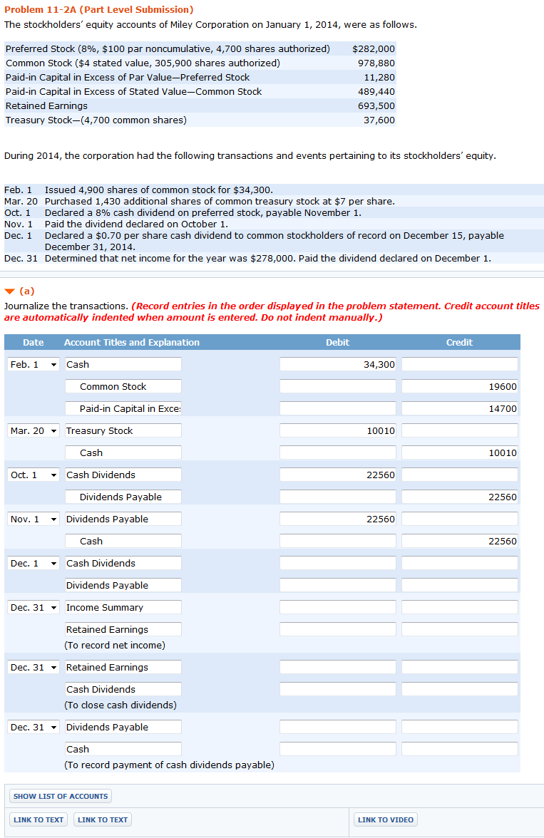 Solved Problem 11-2A (Part Level Submission) The | Chegg.com