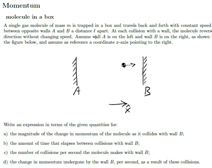 Solved Momentum molecule in a box A single gas molecule of | Chegg.com