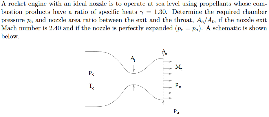 Solved A rocket engine with an ideal nozzle is to operate at | Chegg.com
