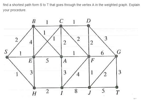 Solved find a shortest path form S to T that goes through | Chegg.com