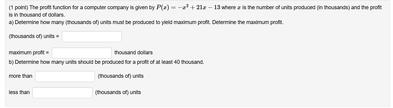 Solved The profit function for a computer company is given | Chegg.com