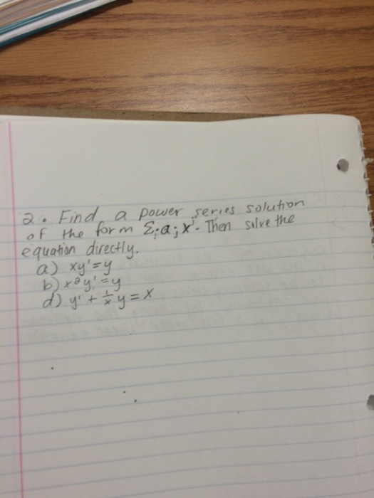 Solved Find a power series solution of the form epsilon i aj | Chegg.com