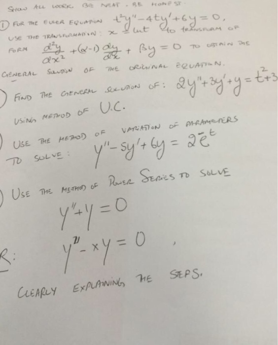 For the ever equation t^2y??- 4ty? + 6y = 0 Use the | Chegg.com