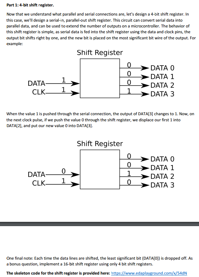 Solved Part 1:4-bit shift register. Now that we understand | Chegg.com
