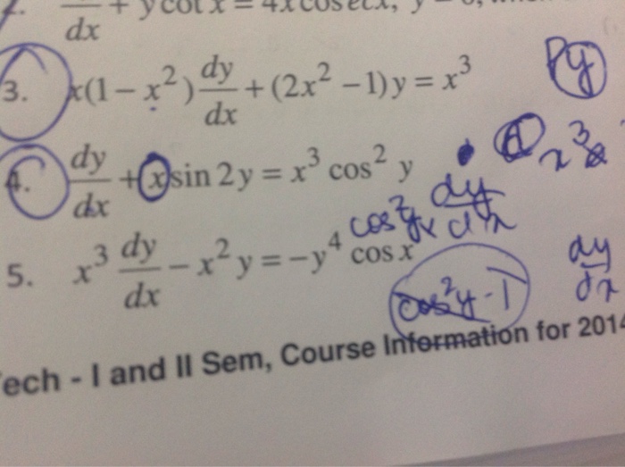Solved x(1 - x^2) dy/dx + (2x^2 - 1) = x^3 dy/dx + x sin 2y | Chegg.com