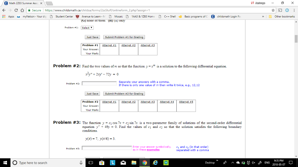 Solved Math 2Z03 Summer Assi ? ? C??Secure | Chegg.com