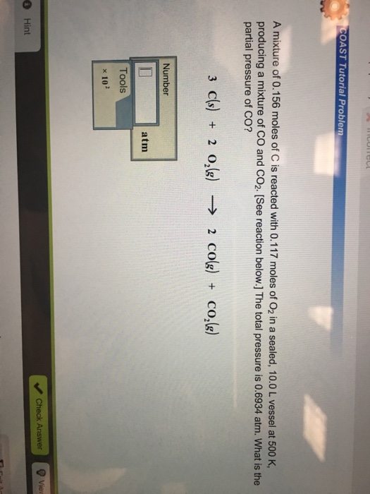 Solved A mixture of 0.156 moles of C is reacted with 0.117 | Chegg.com