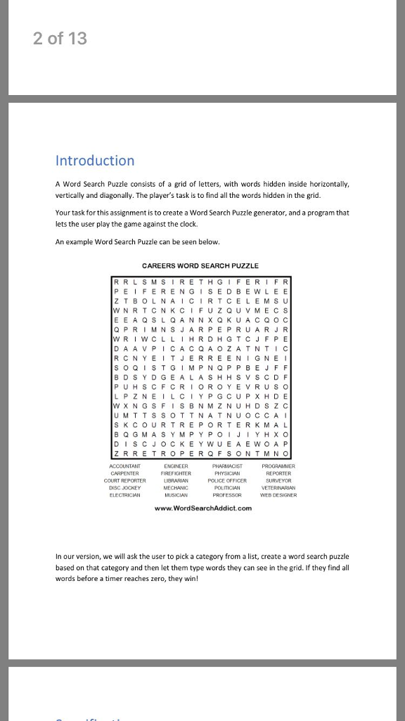2 of 13 Introduction A Word Search Puzzle consists of | Chegg.com
