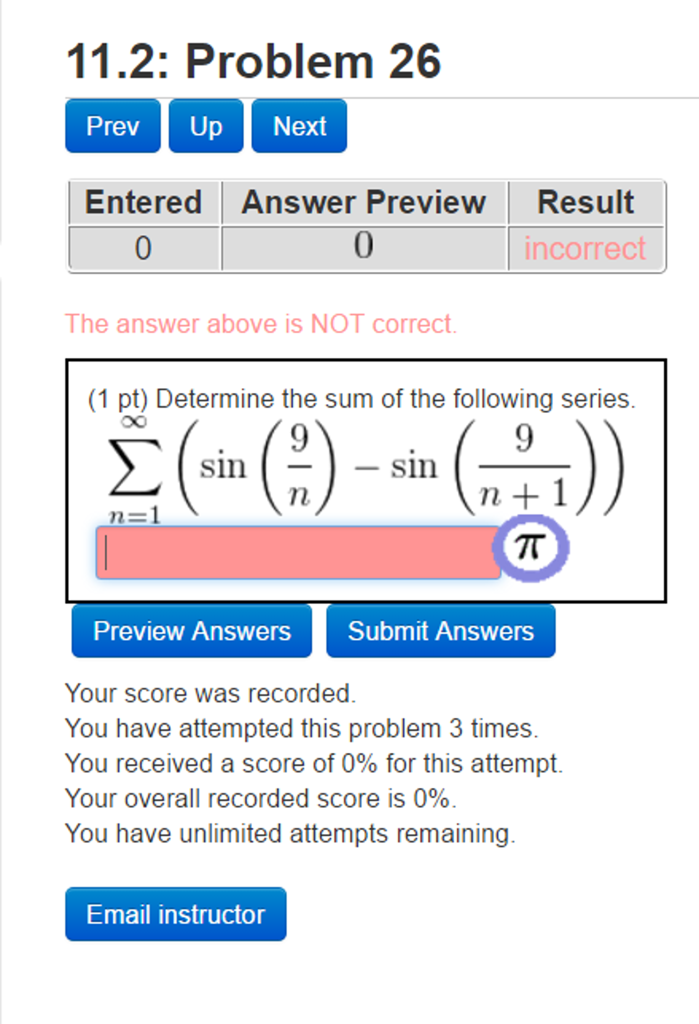 Solved Determine the sum of the following series. Sigma_ n | Chegg.com