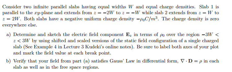 Solved Consider two infinite parallel slabs having equal | Chegg.com