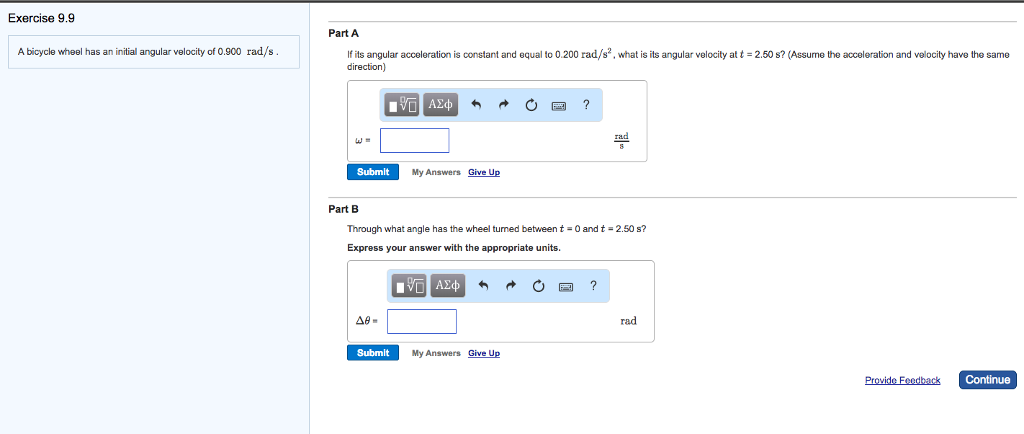 Solved Exercise 9.9 Part A A bicycle wheel has an initial | Chegg.com