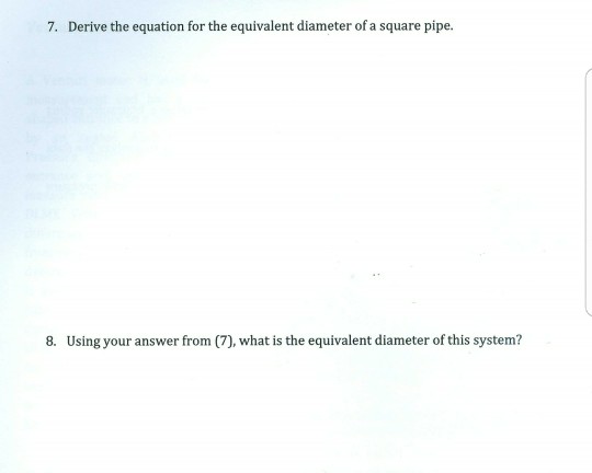 Solved 7. Derive the equation for the equivalent diameter of | Chegg.com