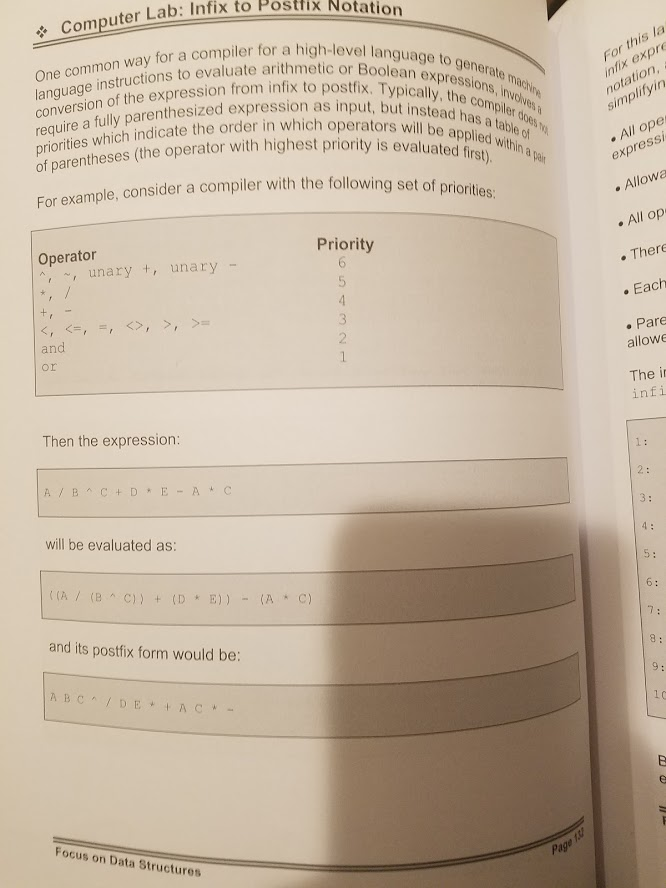 Solved Lab: Infix to Postfix Notation Computer Lab: Infix | Chegg.com
