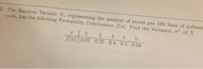 Solved The Random Variable X Representing The Number Of