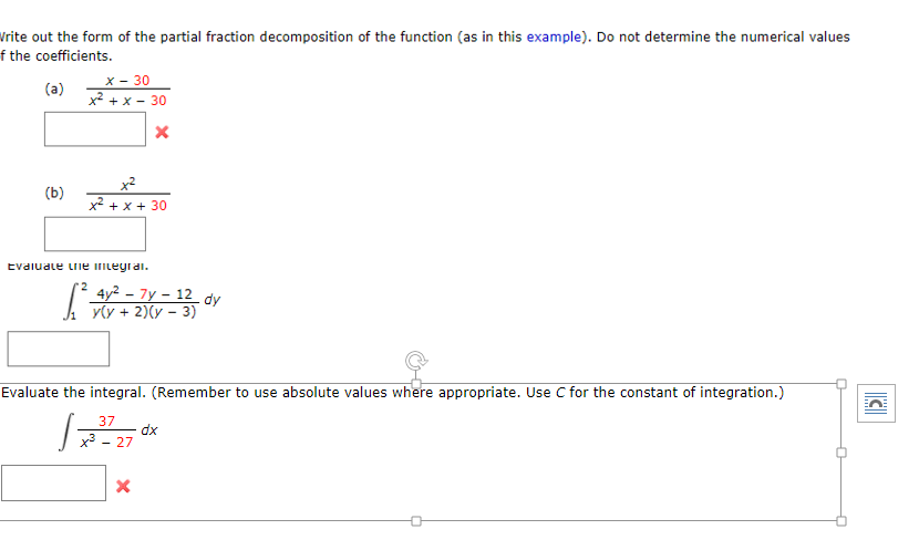 Solved Write Out The Form Of The Partial Fraction