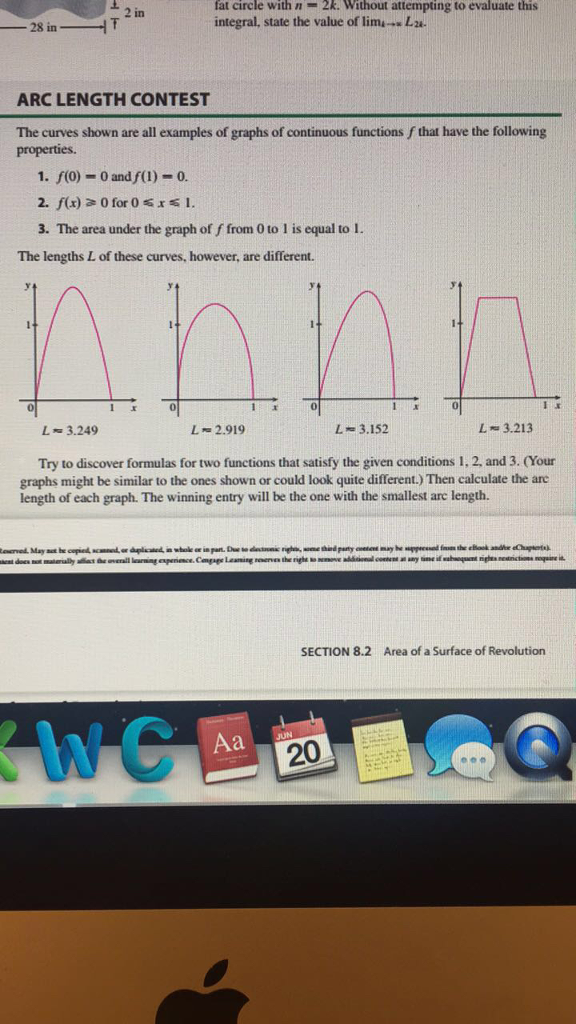 Solved I have a question for "Arc Length Contest". Could | Chegg.com