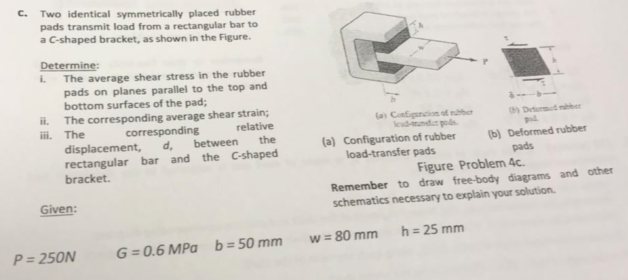 Solved Two identical symmetrically placed rubber pads | Chegg.com