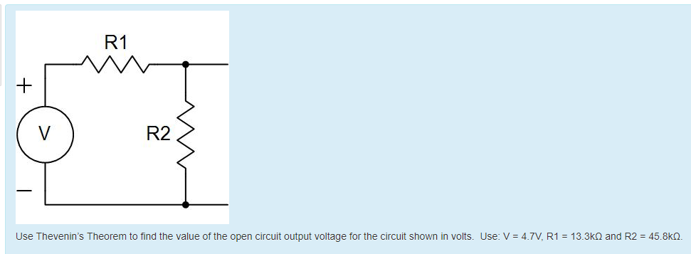 Solved Use Thevenin’s Theorem to find the value of the open | Chegg.com