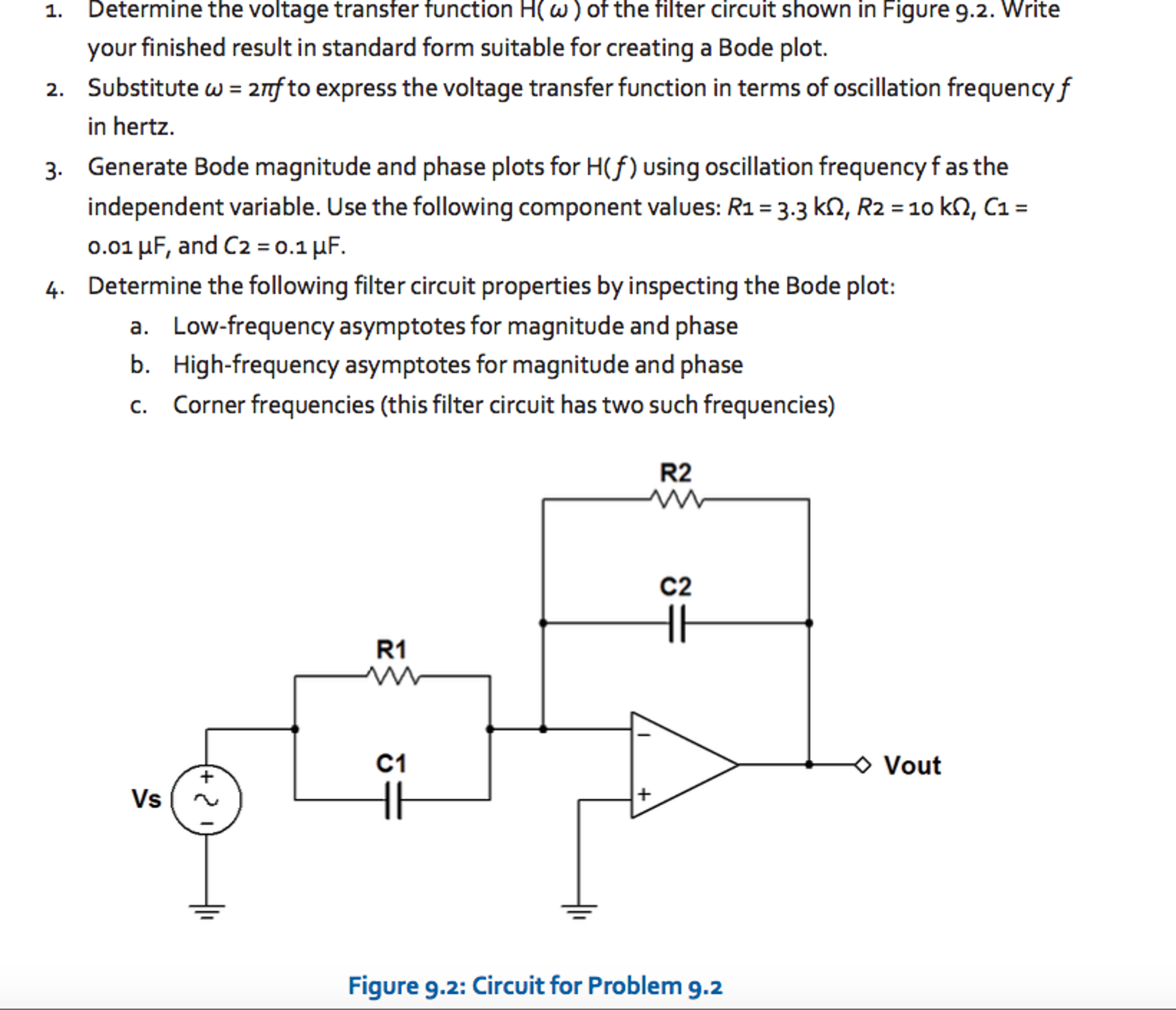 Solved Determine the voltage transfer function H( ? ) of the | Chegg.com