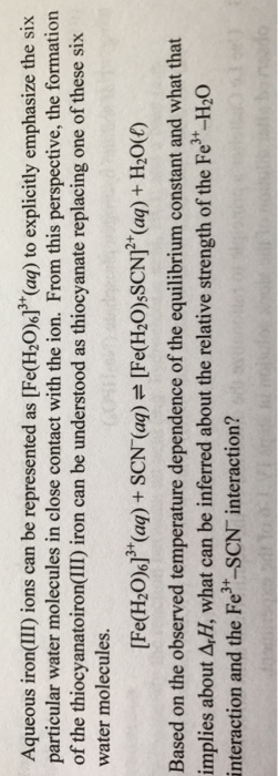Solved Aqueous iron(III) ions can be represented as | Chegg.com