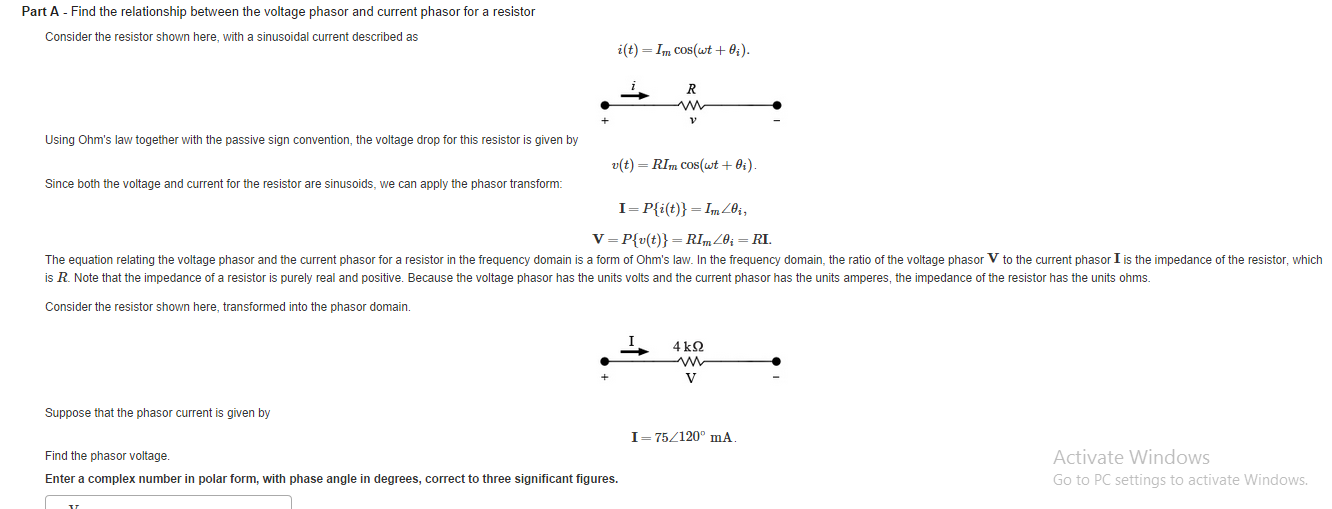 Solved Find the relationship between the voltage phasor and | Chegg.com