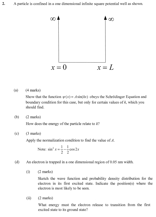 Solved A particle is confined in a one dimensional infinite | Chegg.com