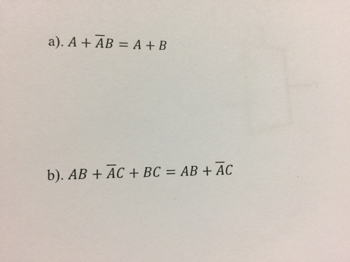 Solved Prove The Following Boolean Equations Using Boolean 8622