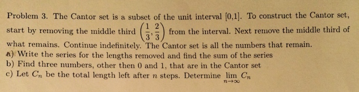 Solved The Cantor set is a subset of the unit interval | Chegg.com