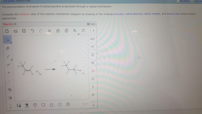 Solved The polymerization of propene to polypropylene | Chegg.com