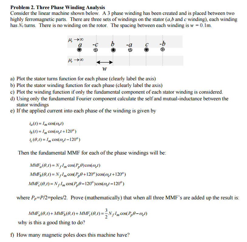 Solved Consider the linear machine shown below. A 3 phase | Chegg.com