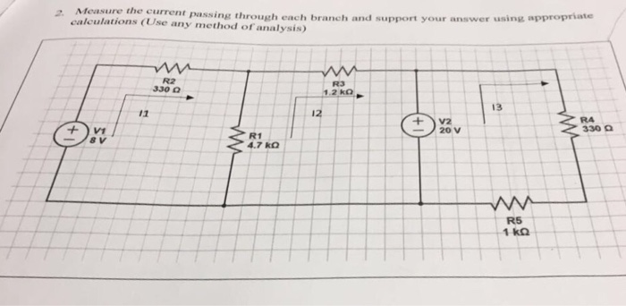 Solved Measure the current passing through each branch and | Chegg.com