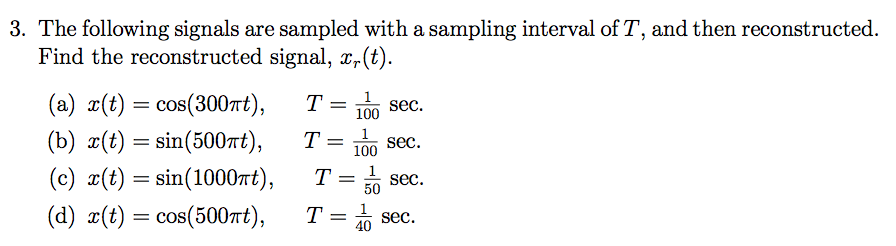 Solved The following signals are sampled with a sampling | Chegg.com