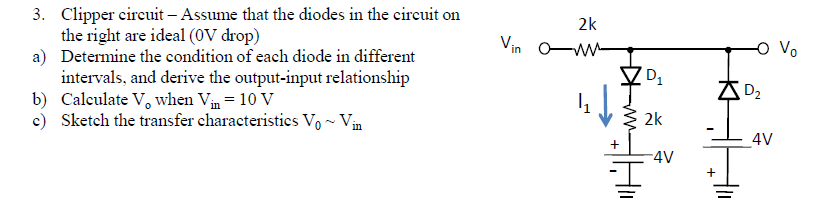 Solved Clipper circuit - Assume that the diodes in the | Chegg.com