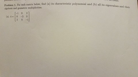 Solved For each matrix below, find (a) its characteristic | Chegg.com