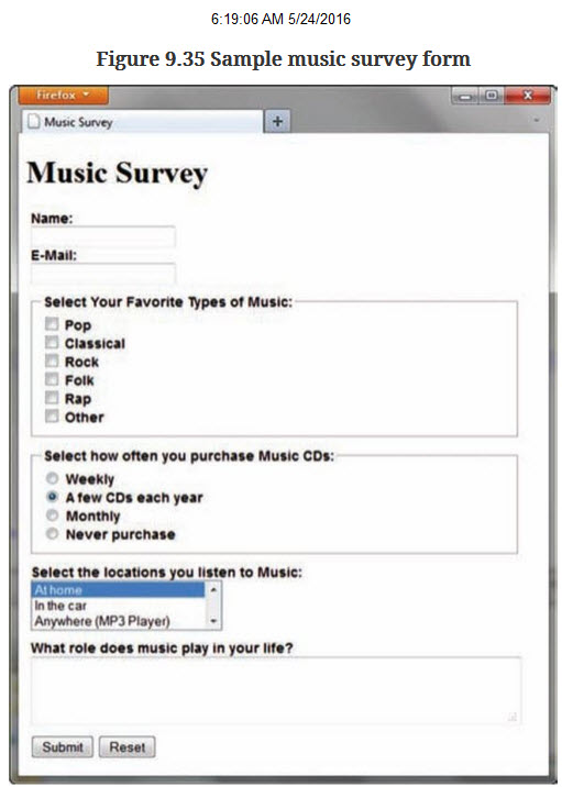 Solved Write a web page that contains a music survey form | Chegg.com