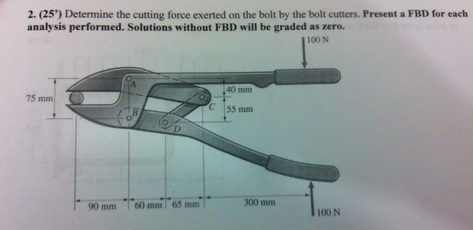 Solved Determine the cutting force exerted on the bolt by | Chegg.com