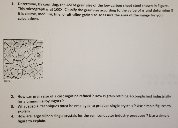 Solved Determine, by counting, the ASTM grain size of the | Chegg.com