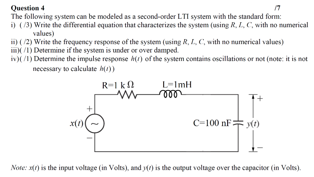 Solved The Following System Can Be Modeled As A Second Order Lti