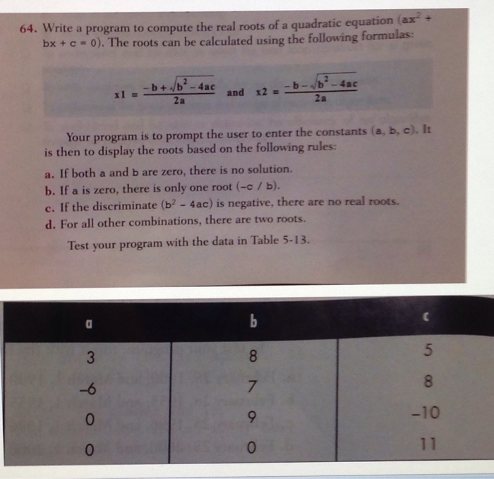 Solved Write a program to compute the real roots of a | Chegg.com