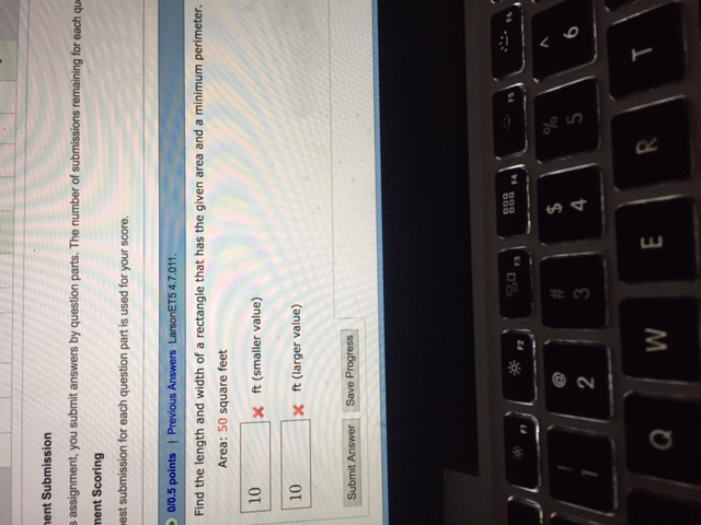 Solved Find the length and width of a rectangle that has the | Chegg.com