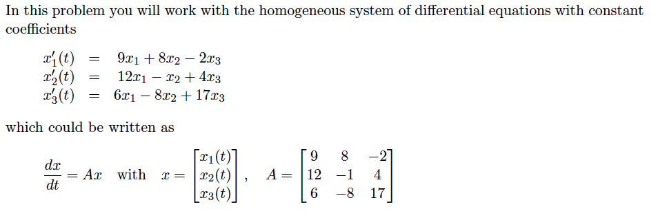 Solved In this problem you will work with the homogeneous | Chegg.com