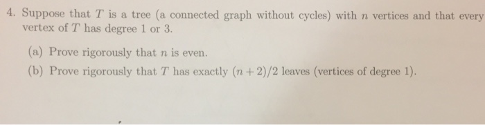 Solved Suppose that T is a tree (a connected graph without | Chegg.com